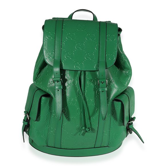 Gucci | Bags | Gucci Green Gg Embossed Leather Backpack | Poshmark